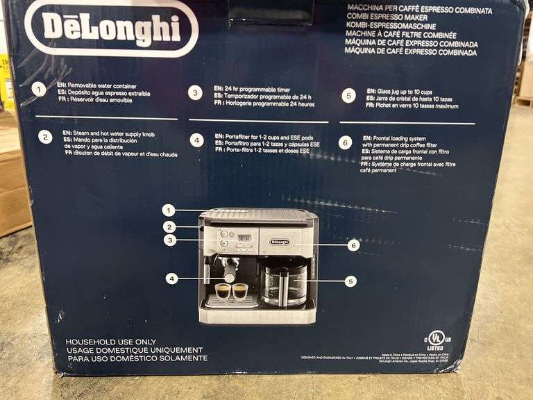 DELONGHI COFFEE, ESPRESSO & CAPPUCCINO MACHINE IN BOX - Earl's Auction ...