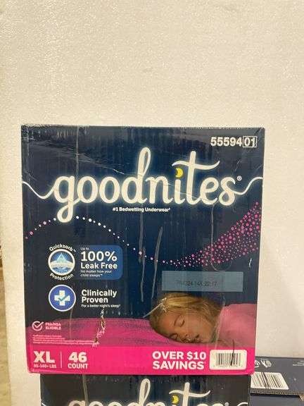 (7) BOXES OF GOODNITES KIDS NIGHT UNDERWEAR - SIZES S/M, L & XL - Earl ...