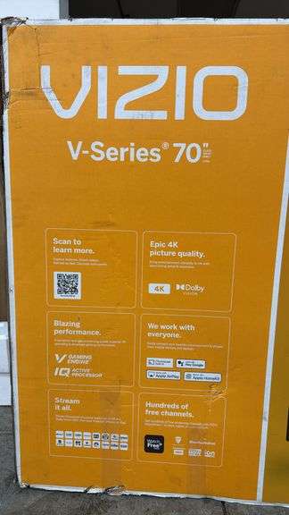VIZIO 70" V-SERIES 4K SMART TV IN BOX - Earl's Auction Company