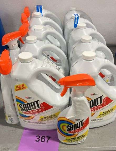 (10) JUGS OF SHOUT STAIN REMOVER & (6) SPRAY BOTTLES - Earl's Auction ...