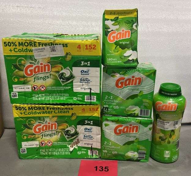 6PC GAIN LAUNDRY LOT - DRYER SHEET, PACS & SCENT BOOSTER - Earl's Auction Company