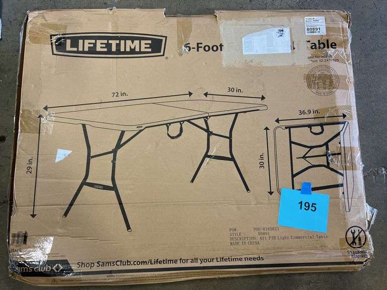 LIFETIME 6FT FOLD IN HALF TABLE IN BOX - BLACK - Earl's Auction Company