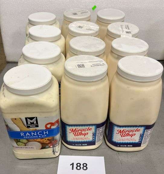 (12) JUGS OF CONDIMENTS - RANCH & MIRACLE WHIP - Earl's Auction Company