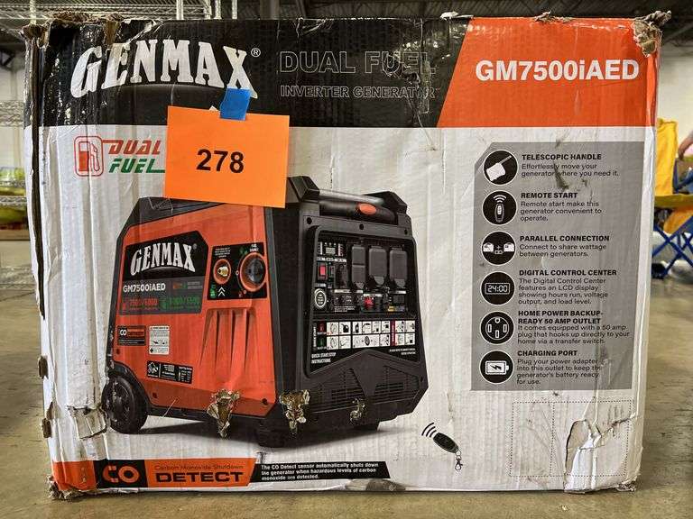 GENMAX DUAL FUEL INVERTER GENERATOR IN BOX - Earl's Auction Company