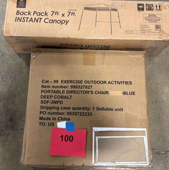 INSTANT BACKPACK CANOPY & DIRECTORS CHAIR IN BOXES - Earl's Auction Company