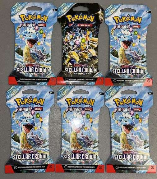 (6) OPENED POKEMON STELLAR CROWN SLEEVED BOOSTER PACKS - Earl's Auction ...