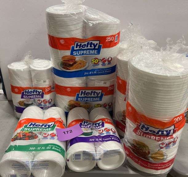 (8) PACKS OF HEFTY FOAM PLATES/ BOWLS - Earl's Auction Company
