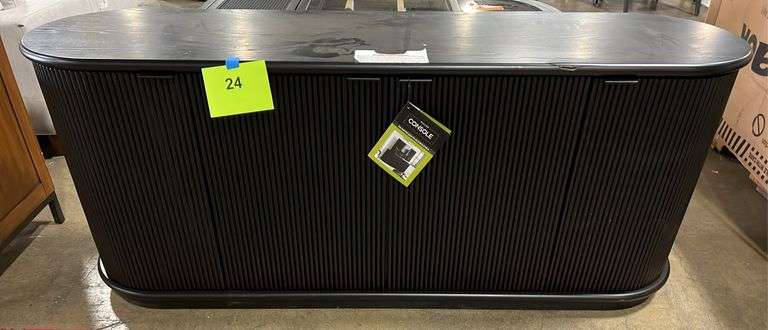 CALLEN WOOD TV CONSOLE - BLACK - Earl's Auction Company