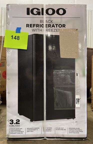 IGLOO 3.2CU FT REFRIGERATOR IN BOX - BLACK - Earl's Auction Company
