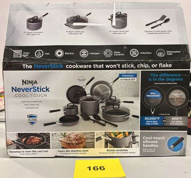NINJA NEVERSTICK COOL TOUCH 14PC COOKWARE SET IN BOX - Earl's Auction ...