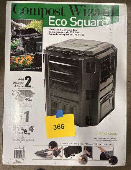 COMPOST WIZARD ECO SQUARE 100 GAL COMPOST BIN IN BOX - Earl's Auction ...