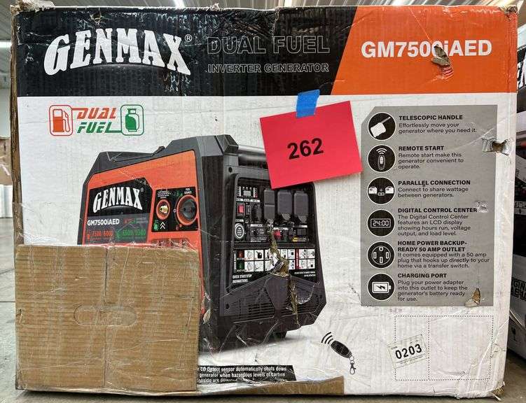 GENMAX DUAL FUEL INVERTER GENERATOR IN BOX - Earl's Auction Company