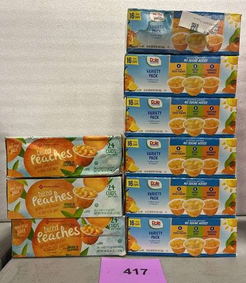 (9) BOXES OF FRUIT CUPS - PEACHES & VARIETY - Earl's Auction Company
