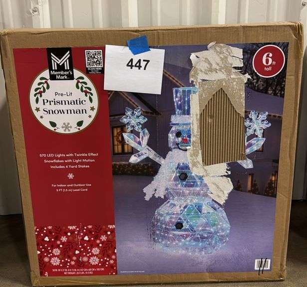 PRE-LIT PRISMATIC SNOWMAN IN BOX - Earl's Auction Company