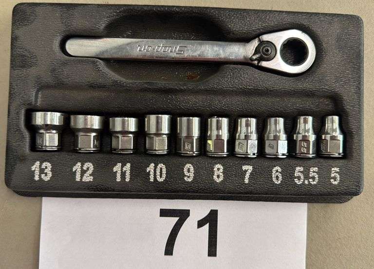 11PC SNAP-ON HEX LOW PROFILE RATCHET & SOCKET SET - Earl's Auction Company