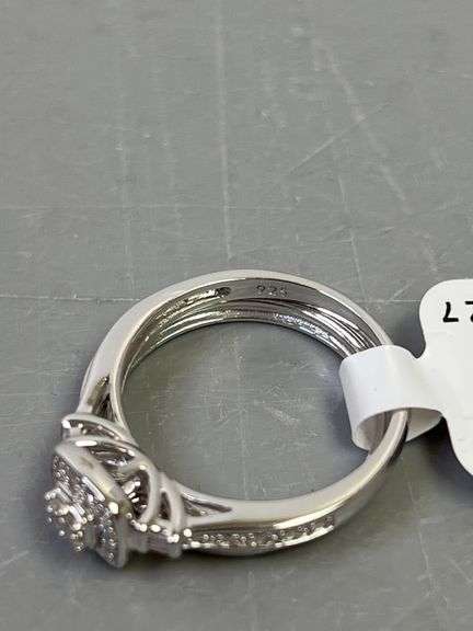 FOREVER BRIDE 2PC STERLING SILVER 1/10CT DIAMOND BRIDAL RING SET - SIZE ...