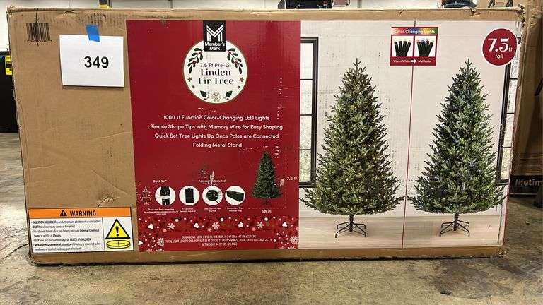 7.5FT PRE LIT LINDEN FIR TREE IN BOX - Earl's Auction Company