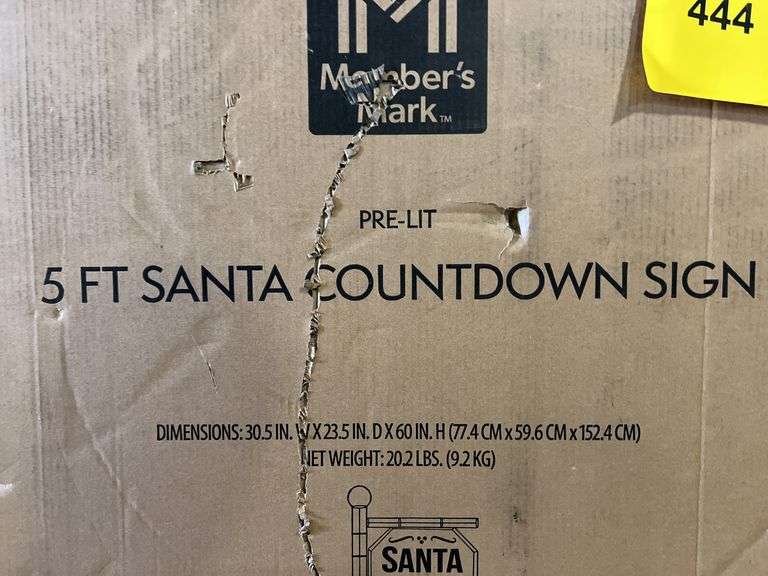 PRE LIT 5FT SANTA COUNTDOWN SIGN IN BOX - Earl's Auction Company