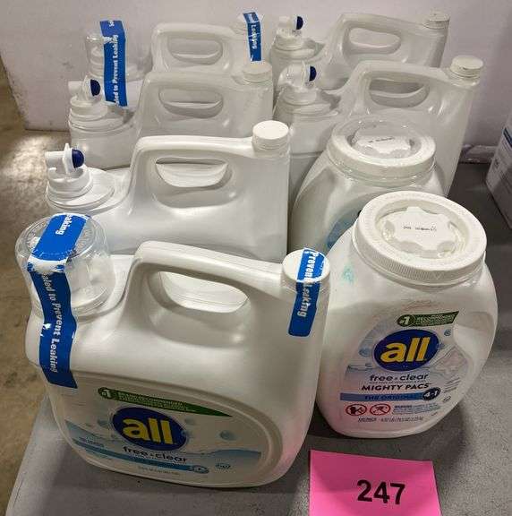 8PC ALL DETERGENT LOT - LIQUID & MIGHTY PACS - Earl's Auction Company