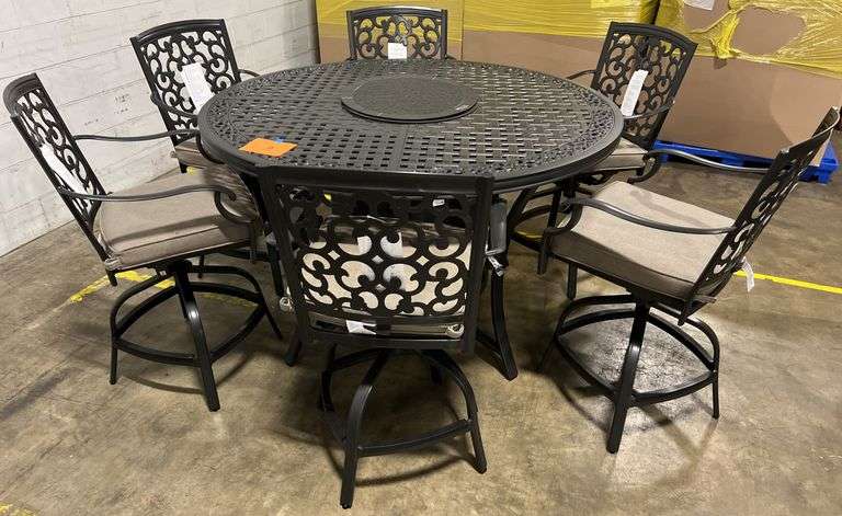 SUNBRELLA HASTINGS 7PC HIGH DINING PATIO SET W/ FIRE TABLE - Earl's ...