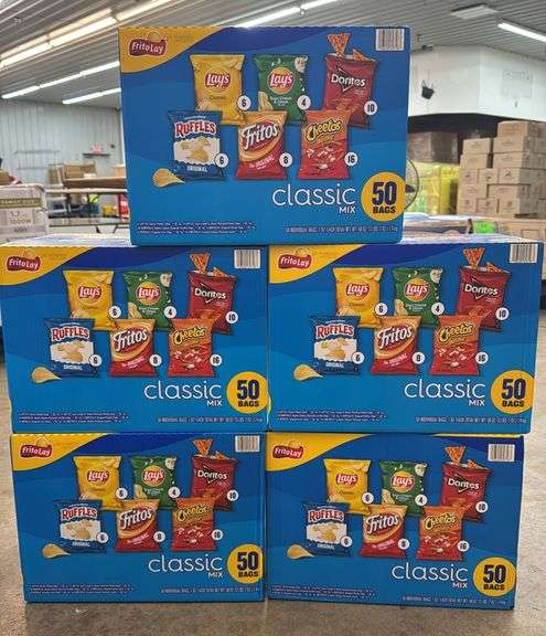 (5) BOXES OF LAYS CLASSIC CHIP MIX (50 BAGS PER BOX) - Earl's Auction ...