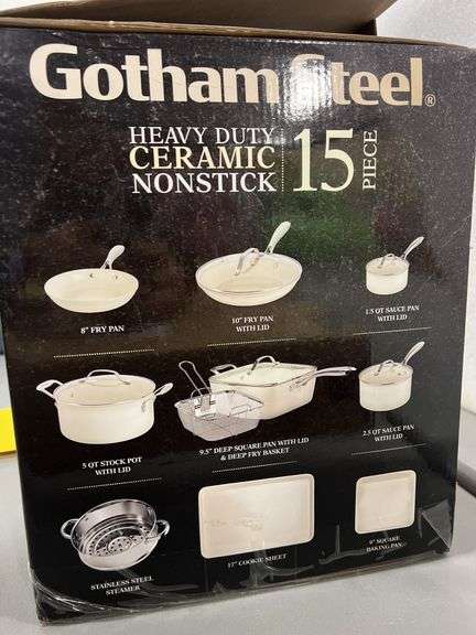 GOTHAM STEEL 15PC HEAVY DUTY CERAMIC NONSTICK COOKWARE SET IN BOX ...