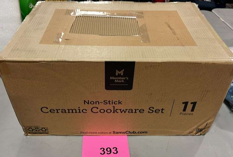 11PC CERAMIC COOKWARE SET IN BOX - BEIGE - Earl's Auction Company