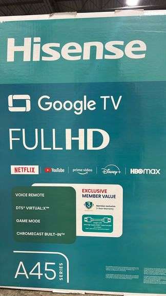 HISENSE 43" FULL HD GOOGLE TV IN BOX - Earl's Auction Company