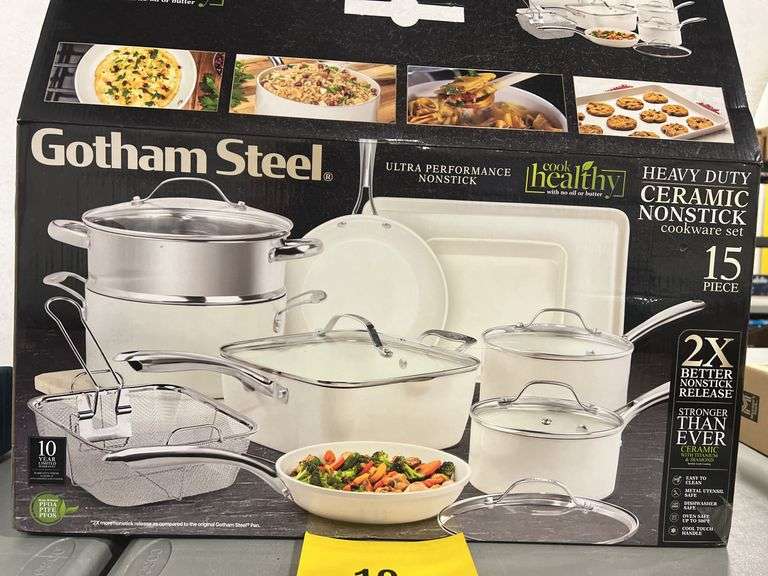 GOTHAM STEEL 15PC HEAVY DUTY CERAMIC NONSTICK COOKWARE SET IN BOX ...