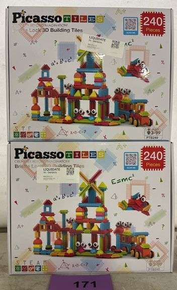 (2) KIDS PICASSO TILES BRISTLE LOCK 3D BUILDING TILE SETS IN BOXES ...