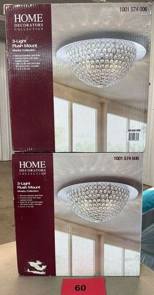 (2) HOME DECORATORS COLLECTION 3-LIGHT FLUSH MOUNT LIGHTS IN BOX - Earl ...