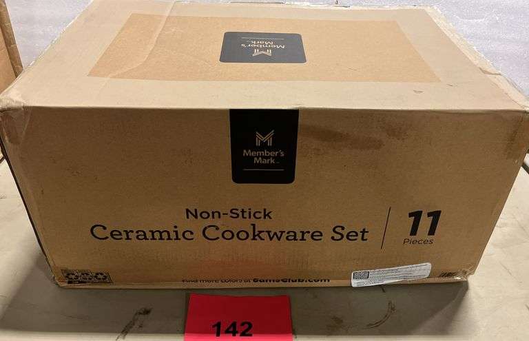 11PC CERAMIC COOKWARE SET IN BOX - CREAM - Earl's Auction Company