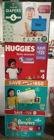 (4) BOXES OF DIAPERS - SIZE 4 - Earl's Auction Company