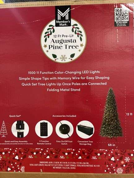 12FT PRE LIT AUGUSTA PINE TREE IN BOXES - Earl's Auction Company