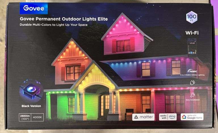 GOVEE PERMANENT OUTDOOR LIGHTS ELITE IN BOX - Earl's Auction Company