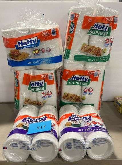 (6) PACKS OF HEFTY FOAM PLATES/ TRAYS - Earl's Auction Company