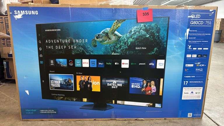 AS IS - SAMSUNG 75" QLED Q80CD 4K SMART TV IN BOX - Earl's Auction Company