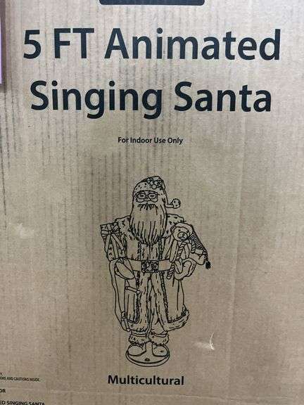 5FT ANIMATED SINGING SANTA IN BOX - Earl's Auction Company