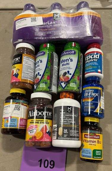 (12) BOTTLES OF ASSORTED VITAMINS/ SUPPLEMENTS - SEE PHOTOS - Earl's ...