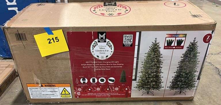 7FT PRE LIT SLIM LINDEN FIR TREE IN BOX - Earl's Auction Company