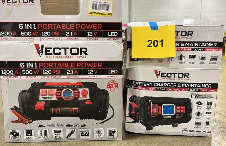 VECTOR PORTABLE POWER STATION & BATTERY CHARGER IN BOXES - Earl's ...