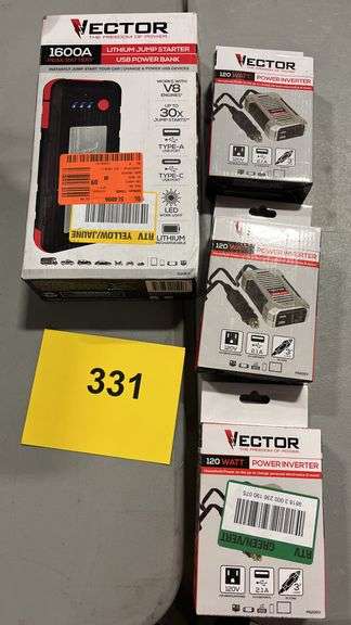 VECTOR JUMP STARTER & (3) POWER INVERTERS IN BOXES - Earl's Auction Company