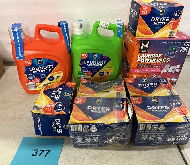 7PC LAUNDRY LOT - DETERGENT, PACS & DRYER SHEETS - Earl's Auction Company