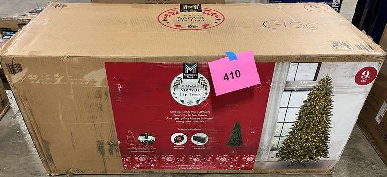 9FT PRE LIT NORWAY FIR TREE IN BOX - Earl's Auction Company