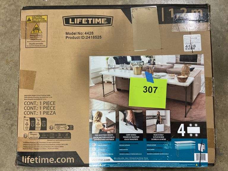 LIFETIME 4FT FOLD IN HALF TABLE IN BOX - Earl's Auction Company