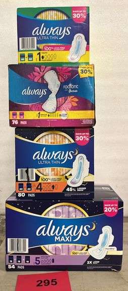 (4) BOXES OF ALWAYS PADS - Earl's Auction Company