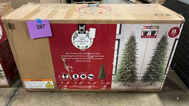 9FT PRE LIT SLIM LINDEN FIR TREE IN BOX - Earl's Auction Company