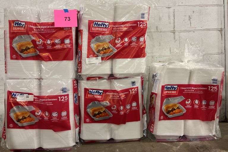 (5) PACKS OF HEFTY FOAM CONTAINERS - Earl's Auction Company