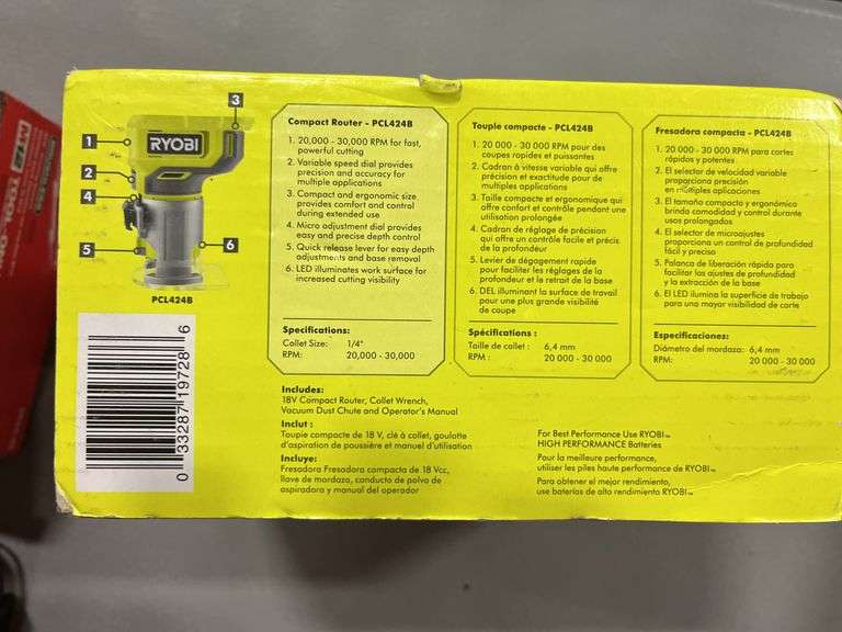 NEW RYOBI 18V COMPACT ROUTER IN BOX - Earl's Auction Company