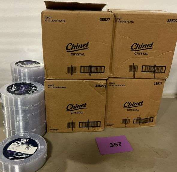 (4) BOXES OF CHINET CRYSTAL PLATES & (10) PACKS - Earl's Auction Company